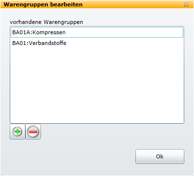 Warengruppe verwalten